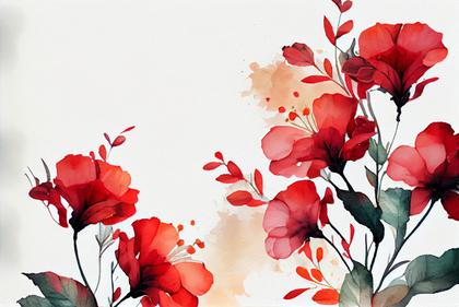 Free Download Watercolor Red Flower Background