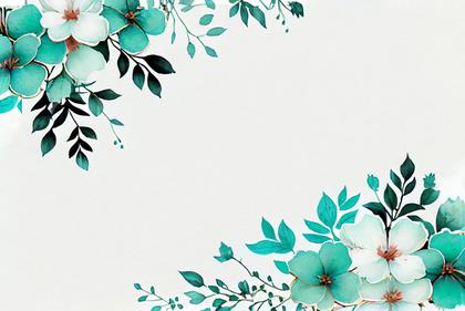 Free Watercolor Turquoise Flower Card Background Image