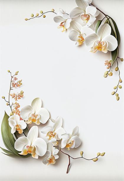 Free White Orchid Flower Card Background Image