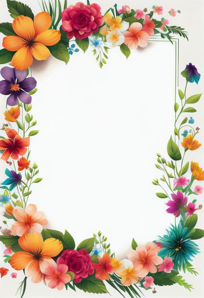 Free Colorful Flower Frame Design