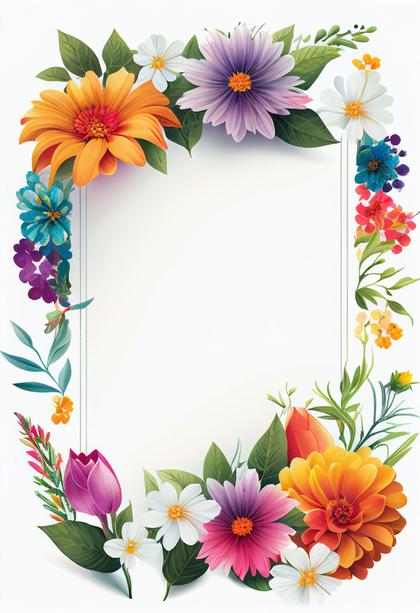 Free Colorful Flower Frame Design