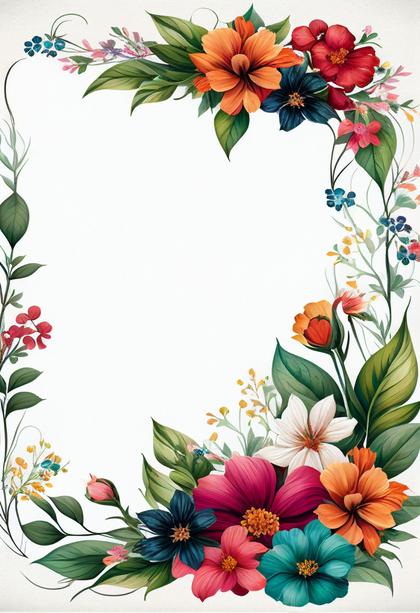 Free Colorful Flower Frame Design