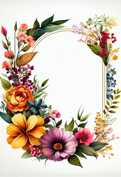 Free Colorful Flower Frame Design