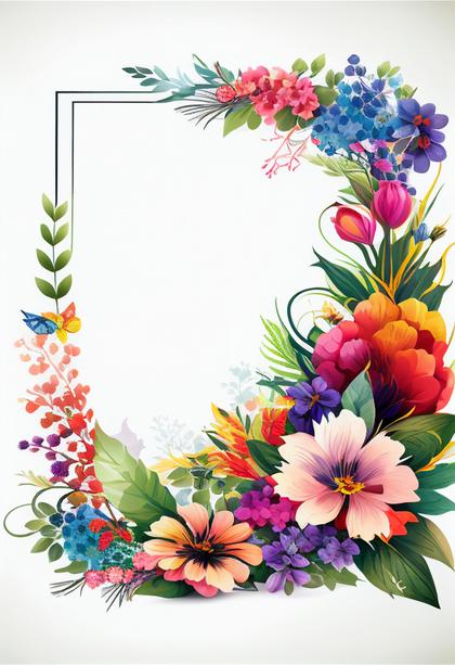 Free Colorful Flower Frame Image