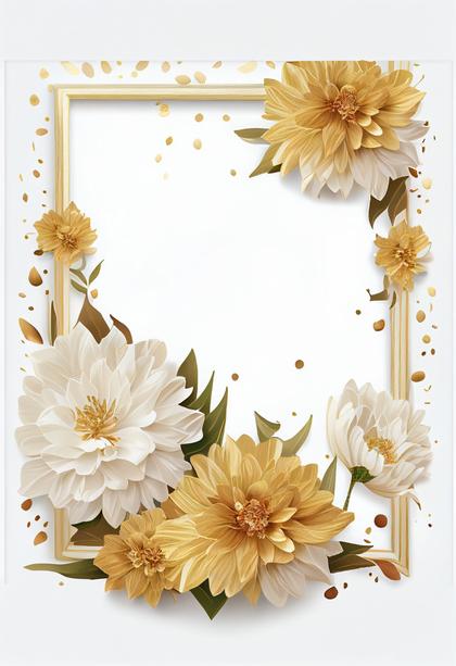 Free Gold Flower Frame Design