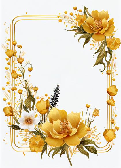 Free Gold Flower Frame Design