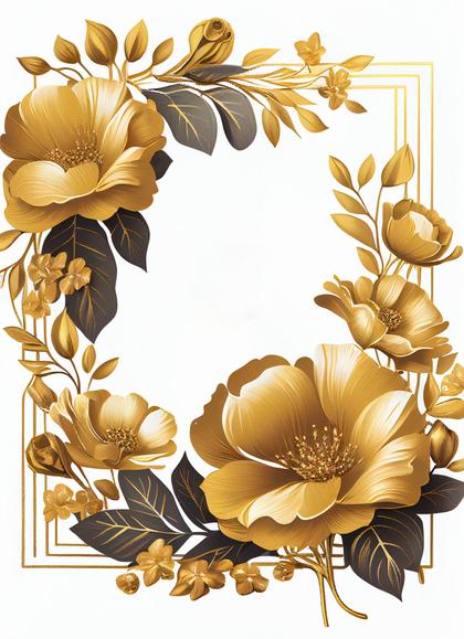 Free Download Gold Flower Frame Design