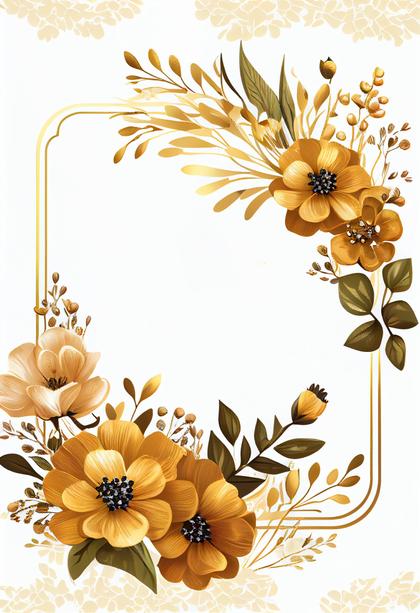 Free Gold Flower Frame Design