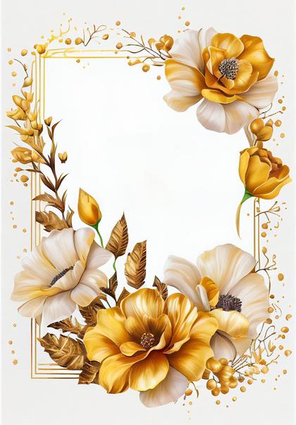 Free Gold Flower Frame Design