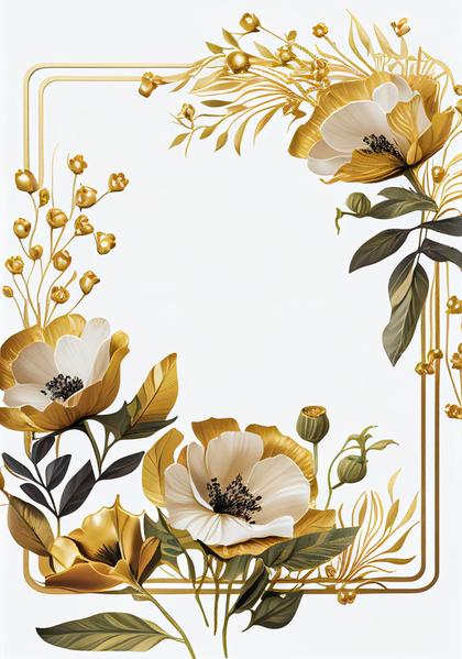 Free Gold Flower Frame Design