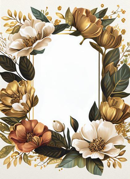 Free Download Gold Flower Frame Design