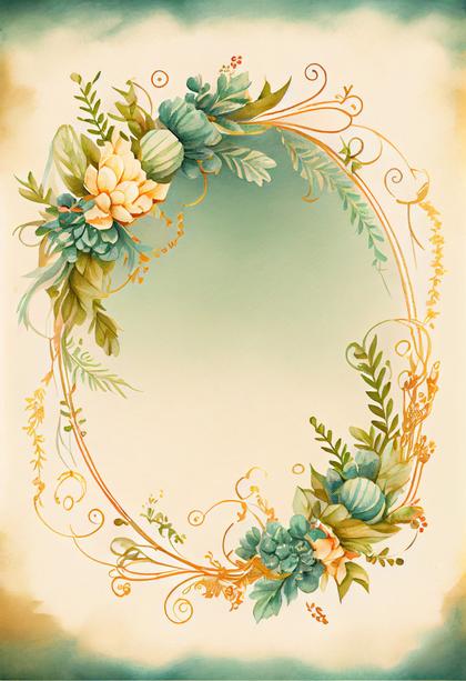 Free Watercolor Vintage Flower Frame Image
