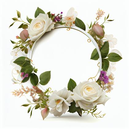 Free White Flower Circle Frame Image