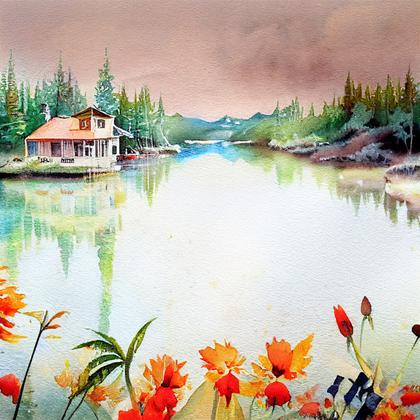 Free Watercolor Landscape Painting