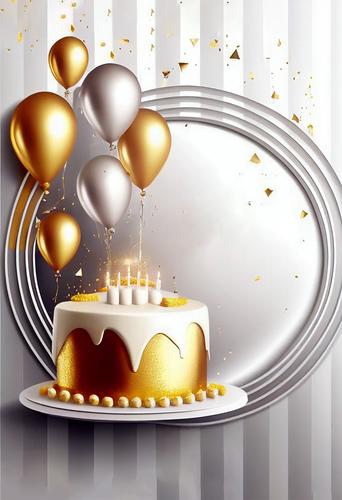 Free Silver and Gold Birthday Card Background Image