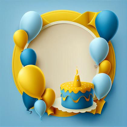 Free Blue and Yellow Happy Birthday Card Background Image