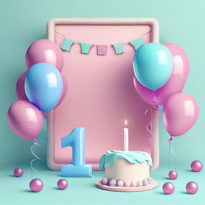 Free Pink and Blue Birthday Card Background Image