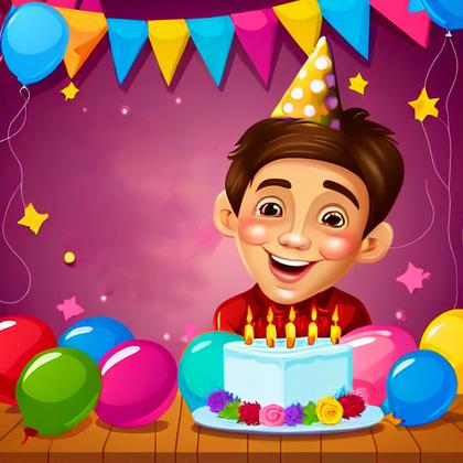 Free Download Cartoon Birthday Background with Boy Image