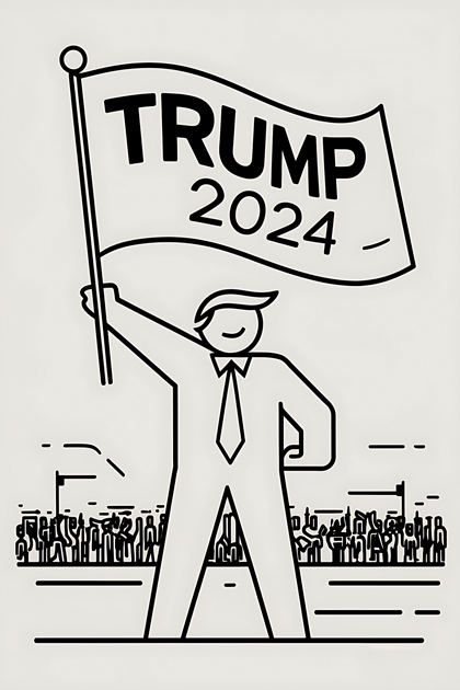 Free Download A Striking Minimalist Line Art Illustration of A Trump ...