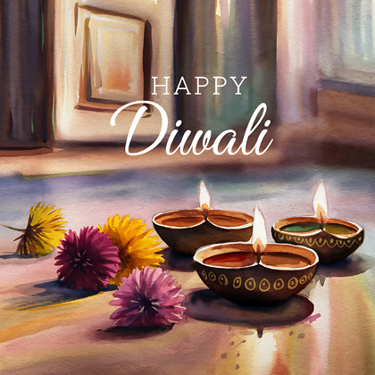 Free Minimalist Watercolor Painting of Happy Diwali