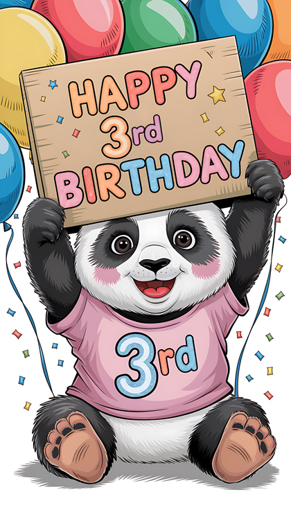 Free Download Happy 3rd Birthday Pink Number 3