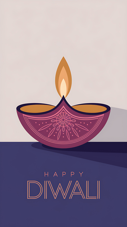 Free Diwali Greeting Card with Diya Lamps