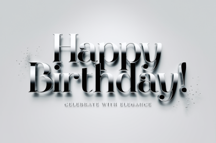 Free Elegant 3D Silver Happy Birthday Text