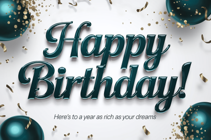 Free Happy Birthday Celebration with 3D Teal Text