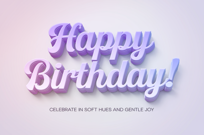 Free Download Pastel Purple Happy Birthday 3D Text