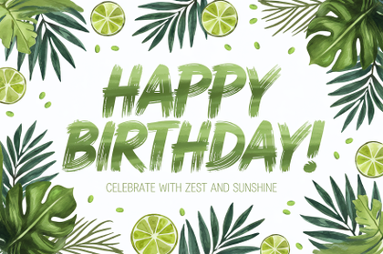 Free Watercolor Tropical Happy Birthday Card