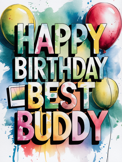 Free Download Watercolor Birthday Card for Best Buddy