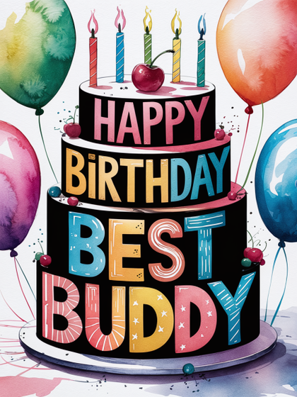 Free Watercolor Happy Birthday Card