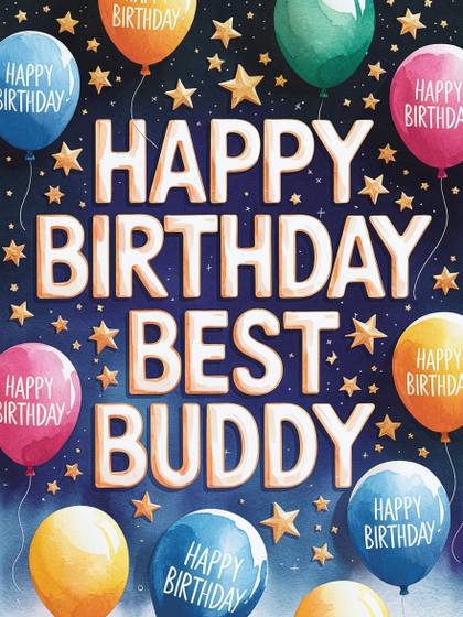 Free Watercolor Happy Birthday Card with Balloons