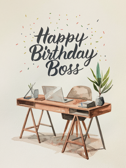 Free Watercolor Illustration Happy Birthday Boss