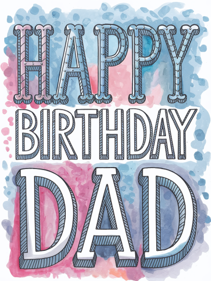 Free Watercolor Happy Birthday Dad Card