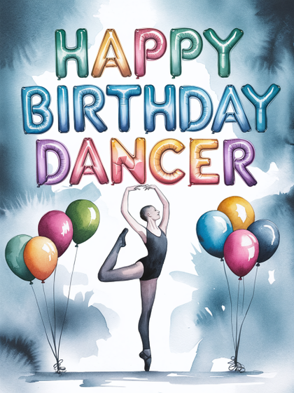 Free Watercolor Happy Birthday Dancer Illustration
