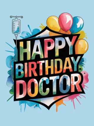 Free Download Happy Birthday Doctor Watercolor Card