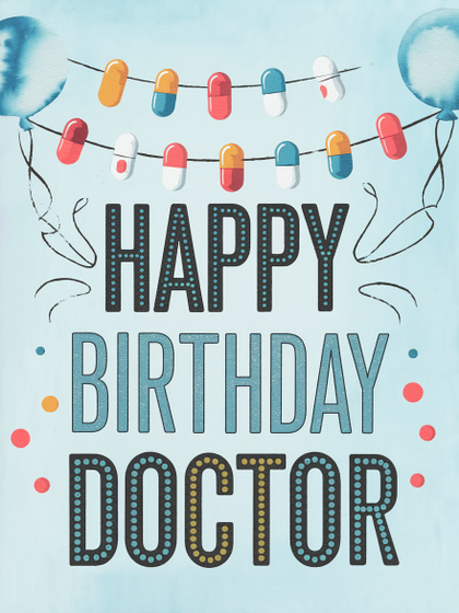 Free Download Watercolor Happy Birthday Card for Doctor