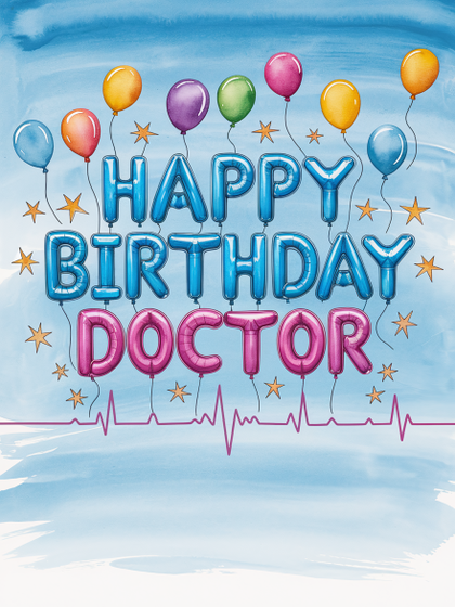 Free Watercolor Happy Birthday Card for Doctor