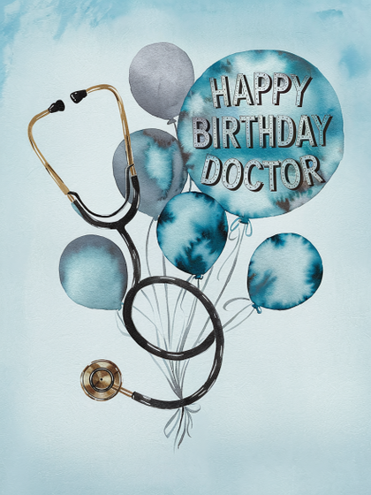 Free Happy Birthday Doctor Watercolor Card