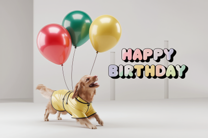 Free Happy Birthday Dog with Balloons
