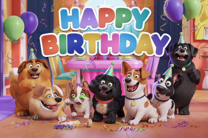 Free Download Cartoon Dogs Celebrate Birthday