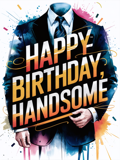 Free Colorful Happy Birthday Card for Handsome Man