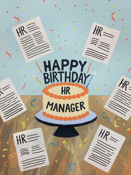 Free Download Watercolor Happy Birthday Card for HR Manager