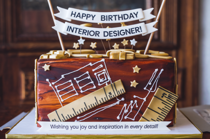Free Watercolor Birthday Cake with Interior Designer Message
