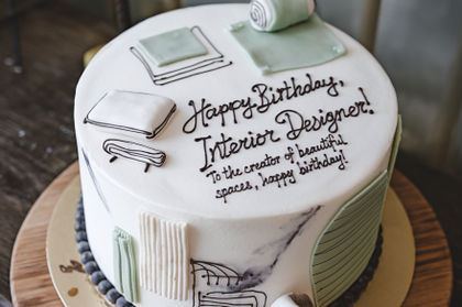 Free Watercolor Birthday Cake with Interior Designer Message