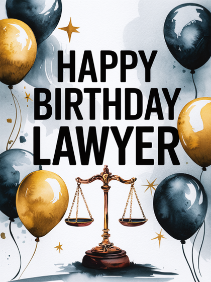 Free Download Watercolor Happy Birthday Lawyer Greeting Card