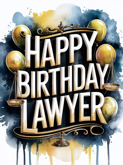 Free Download Watercolor Happy Birthday Lawyer Greeting Card