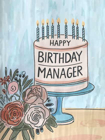Free Download Watercolor Happy Birthday Banner for Manager