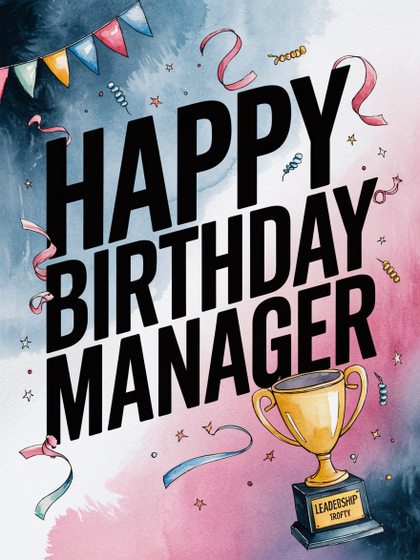 Free Watercolor Happy Birthday Manager Card